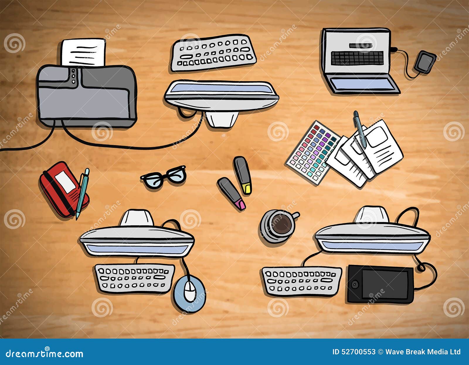 Overhead of Office Desks Vector Stock Vector - Illustration of ...