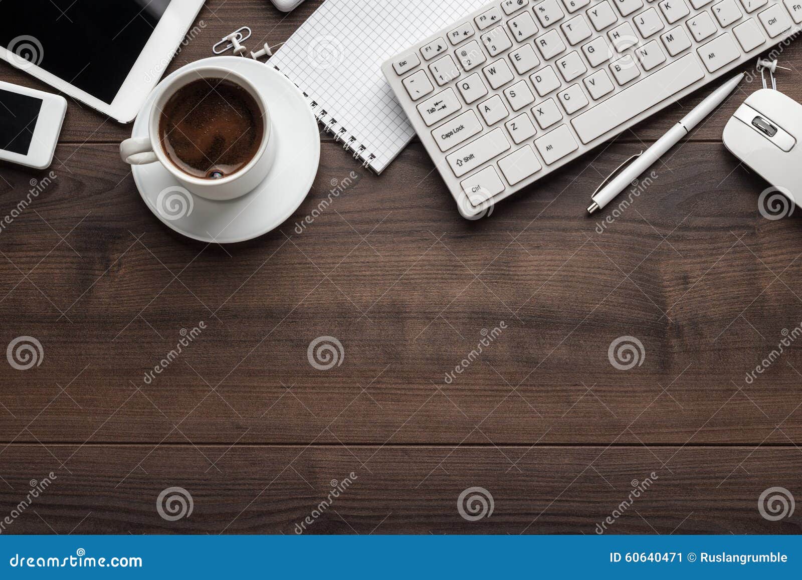 Overhead of Office Table with Copy Space Stock Image - Image of smart ...