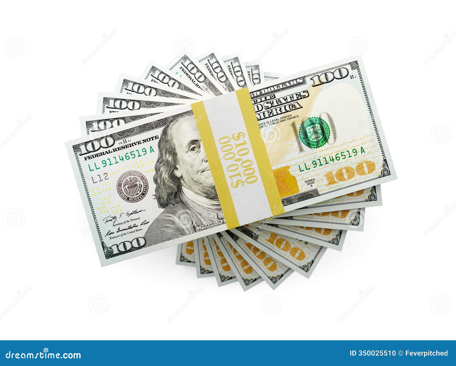 Overhead of One Hundred Thousand Dollars Spiralling Stacks of One ...