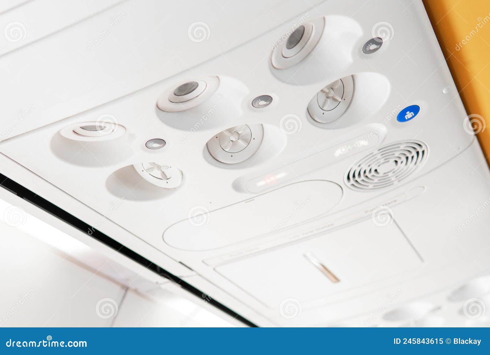 Overhead Panel for Passengers in an Aircraft Stock Image - Image of ...
