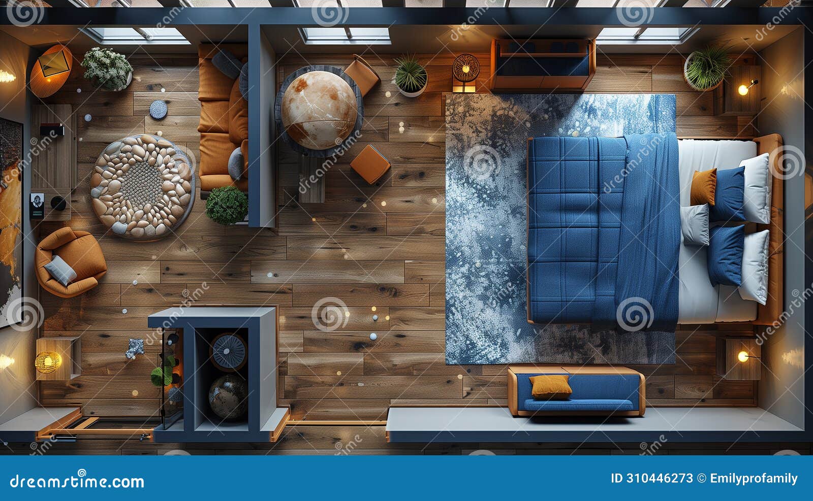 Overhead Perspective Reveals Room Design, Highlighting Spatial ...