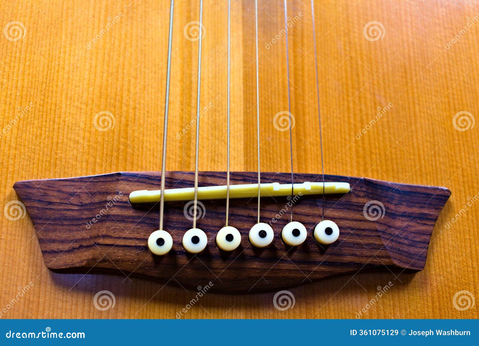 The Bridge and Pins of a Six String Guitar Stock Image - Image of ...