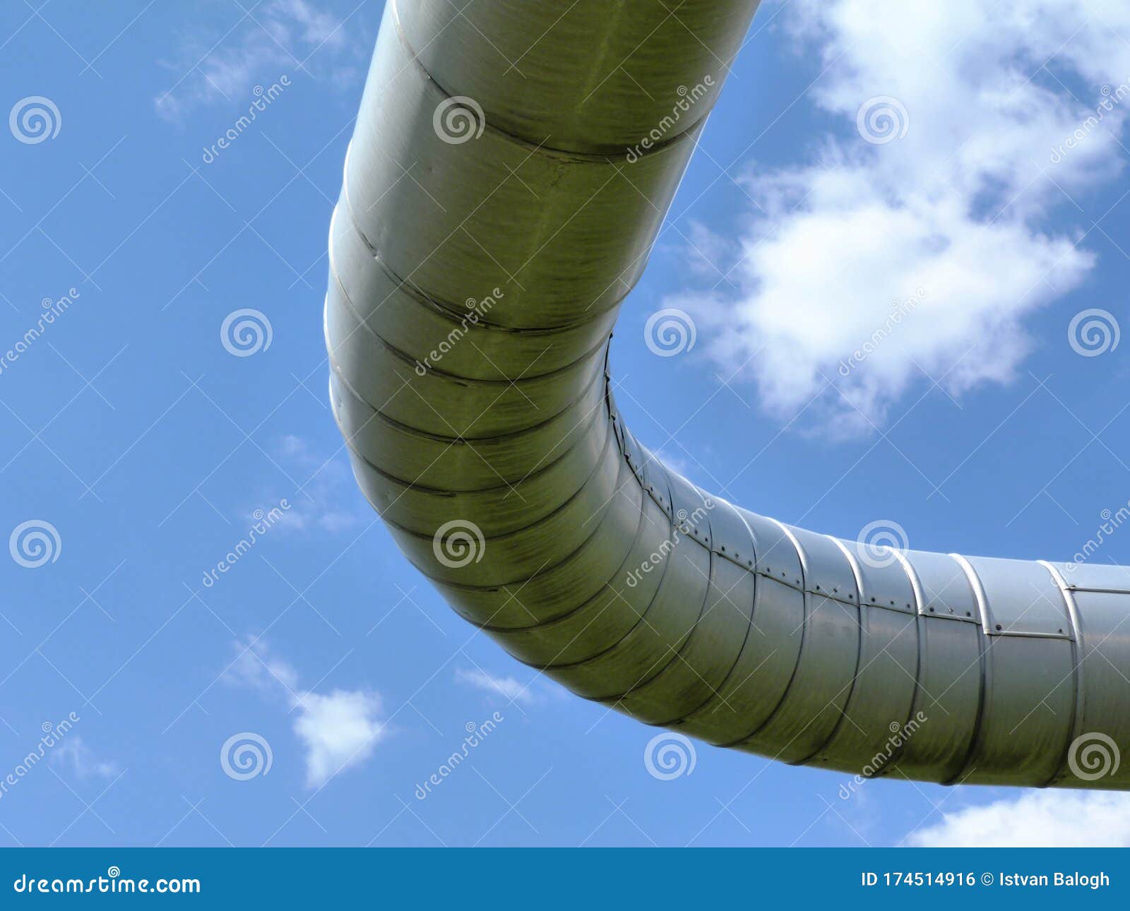 Overhead Overhead Pipeline with Expansion Loop and Blue Sky Stock Photo ...