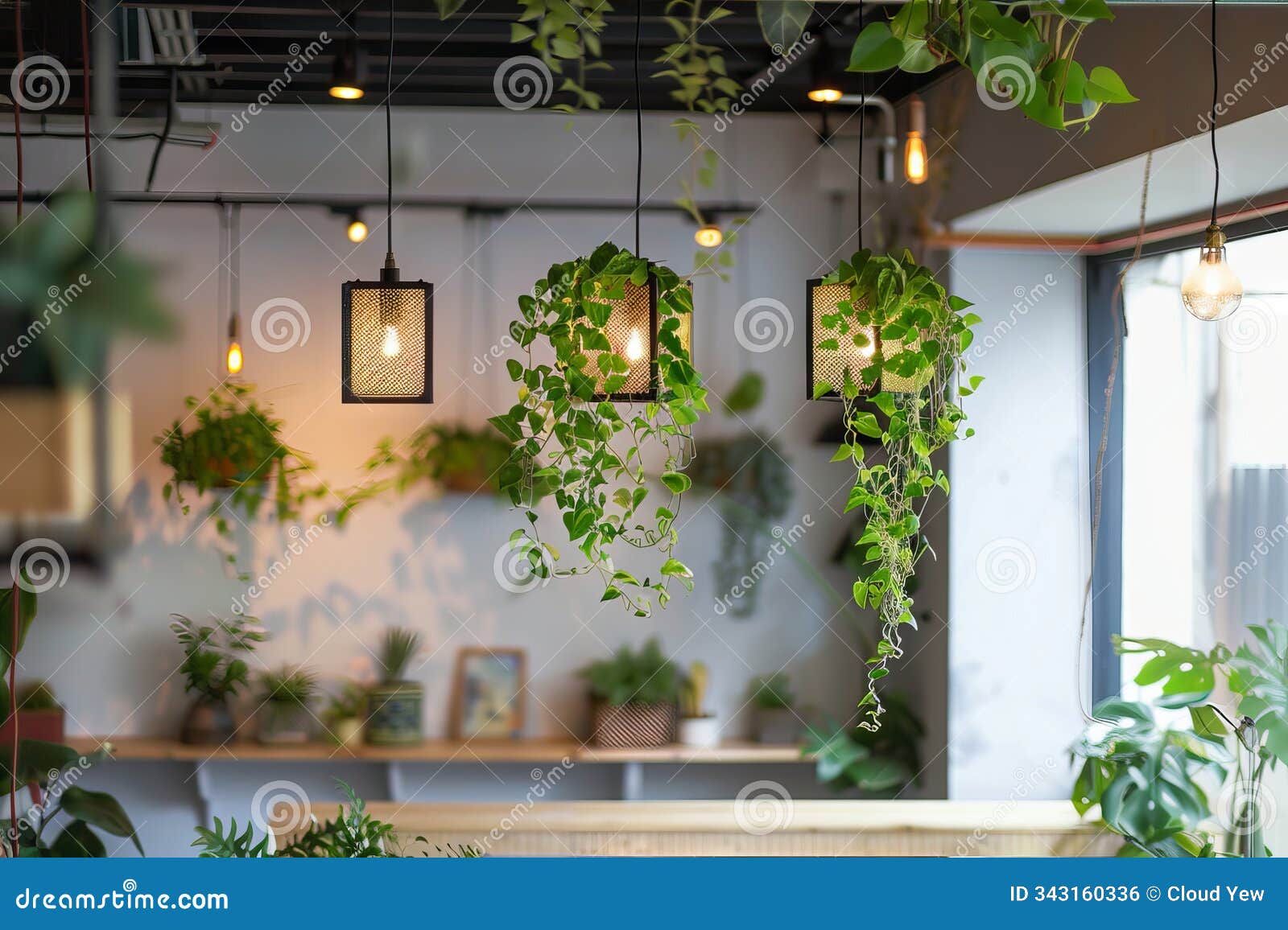 Overhead Plant Decoration in Minimalist Style Stock Illustration ...