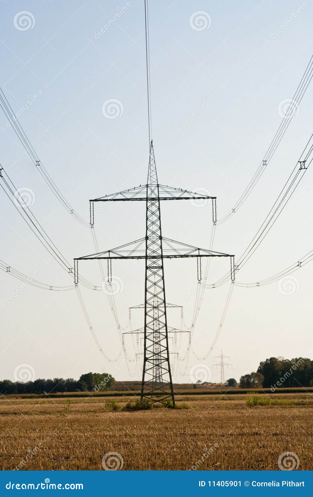 Overhead power line stock image. Image of field, tower - 11405901
