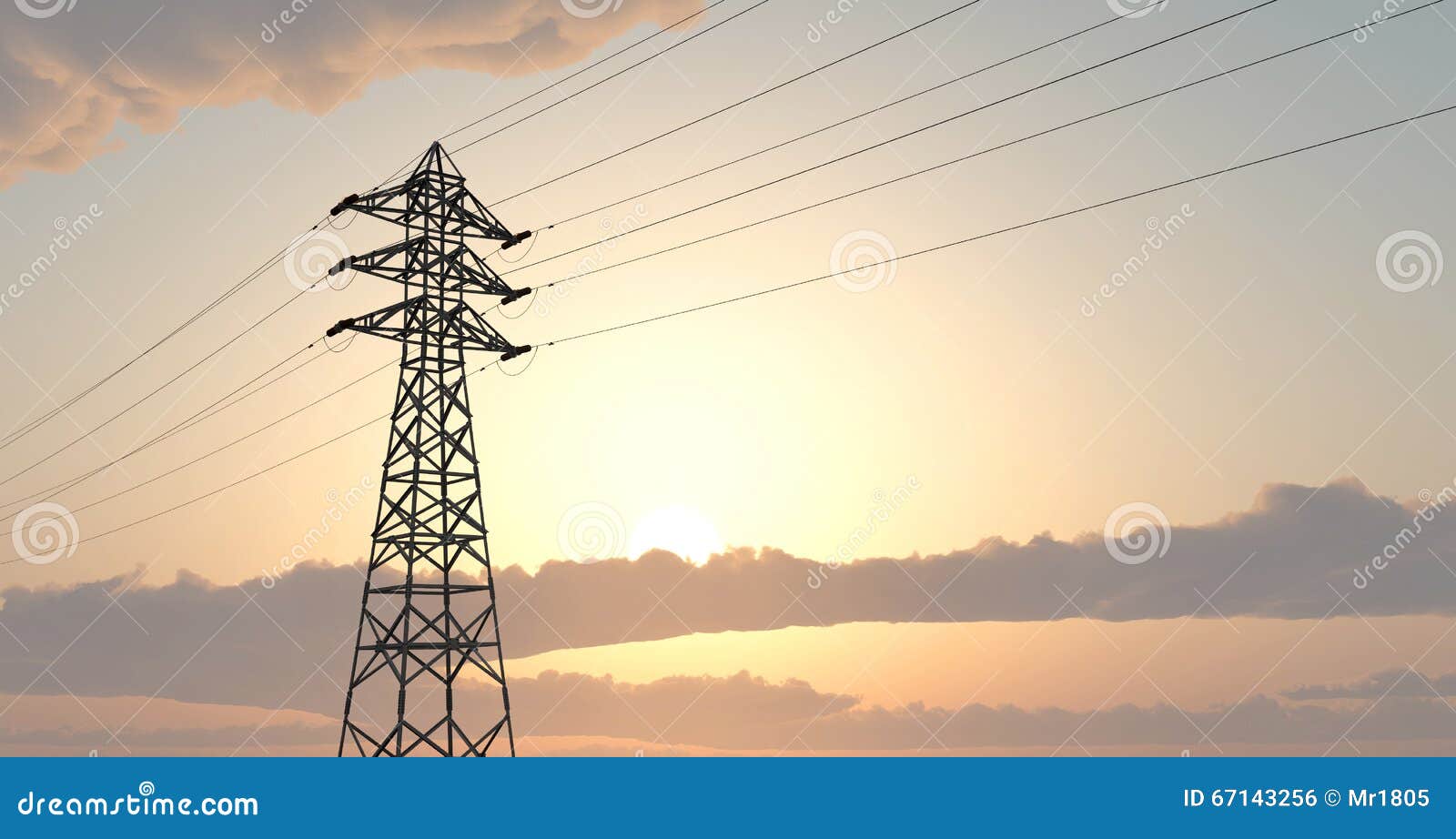 Overhead Power Line. Flat Vector Illustration Isolated On White ...