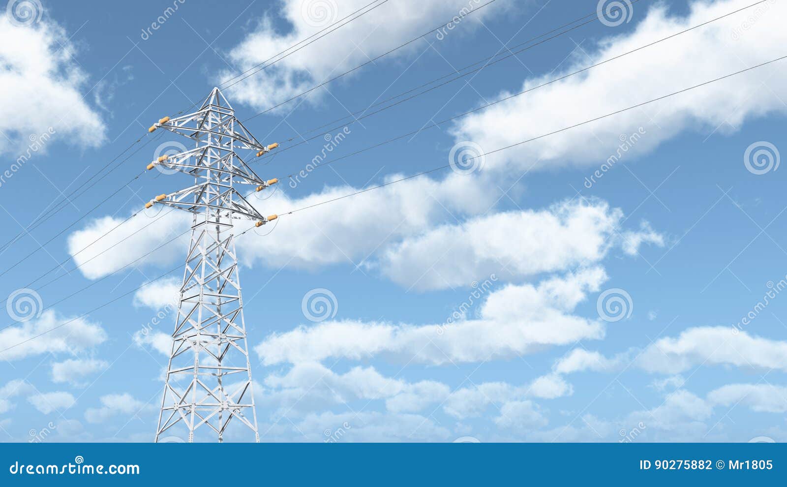 Overhead Power Line. Flat Vector Illustration Isolated On White ...