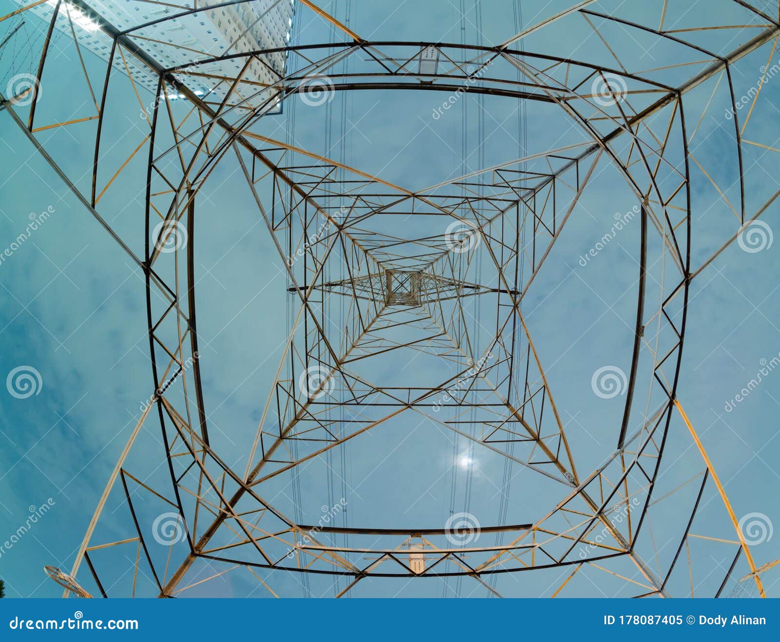 Overhead Power Line or Electric Conduit Tower Stock Image - Image of ...