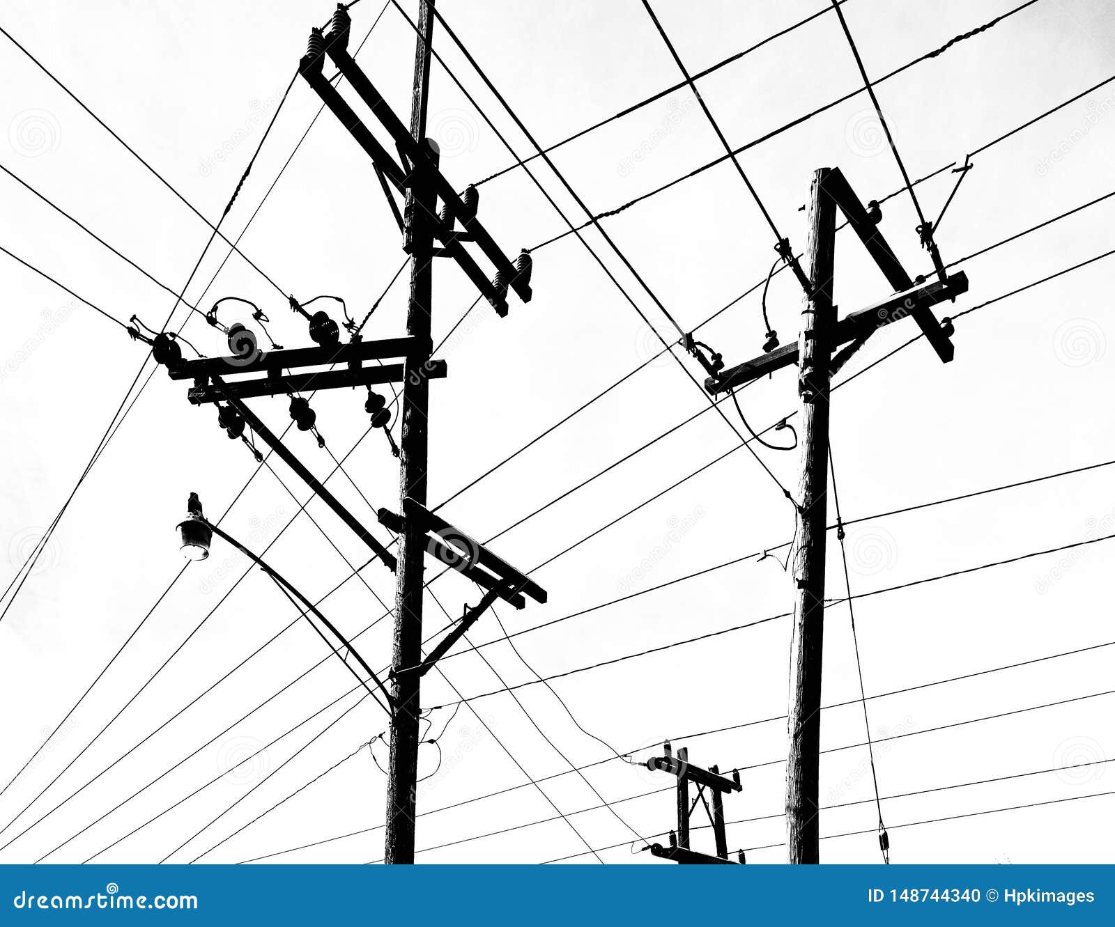 Overhead Electrical Power Lines Crossing Stock Photo - Image of ...