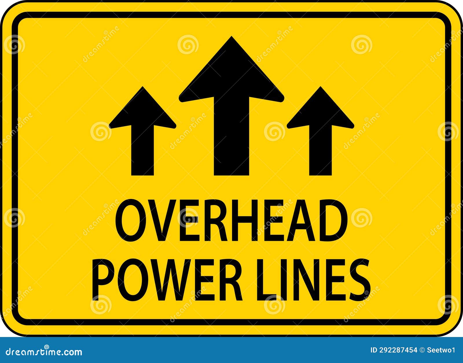 Overhead Power Lines Sign stock vector. Illustration of electrical ...