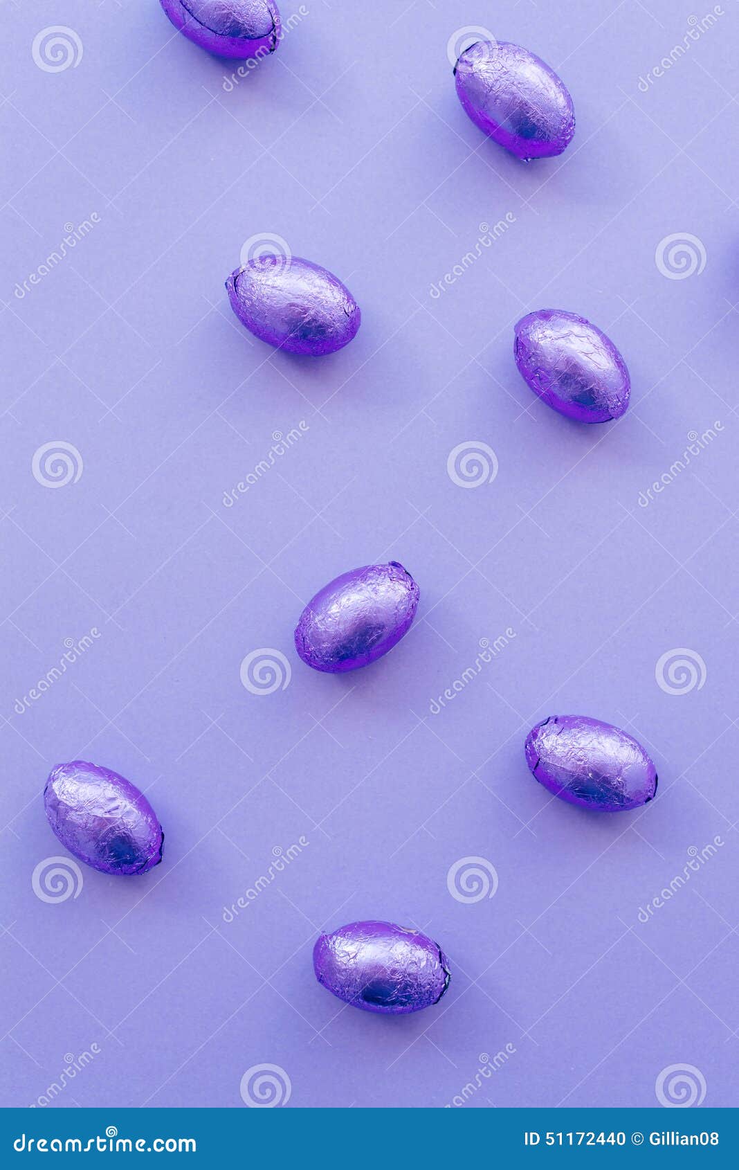 Overhead Of Purple Mini Easter Eggs On Purple Background Stock Photo ...
