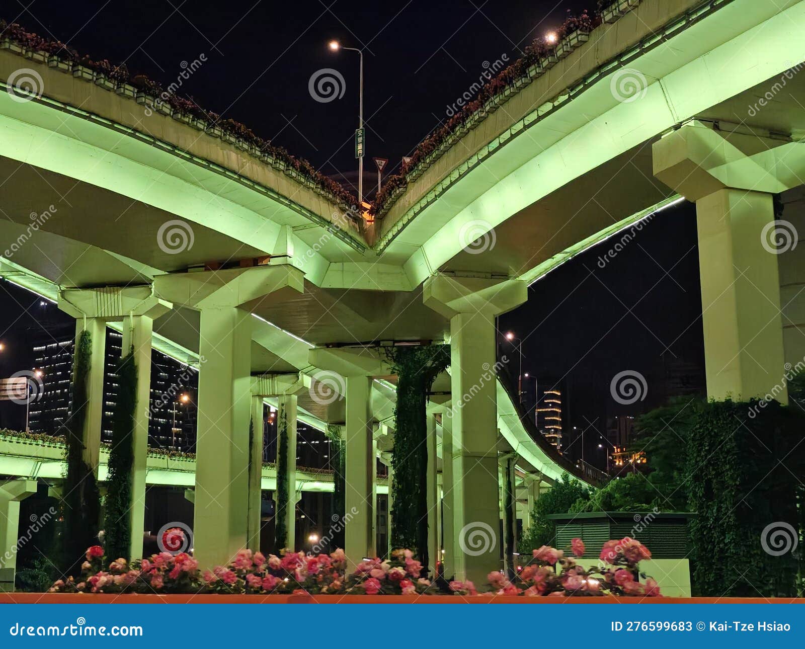 Overhead Road Under Construction. The Massive Concrete Column Used To ...