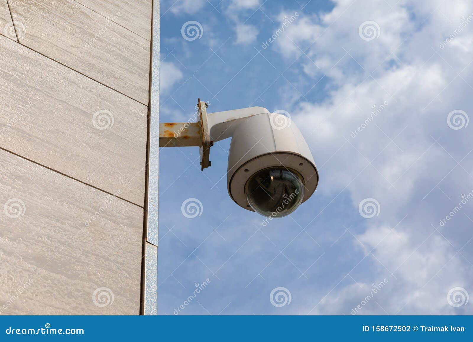 Overhead Security Camera on Public Building or Office Centre Facade ...
