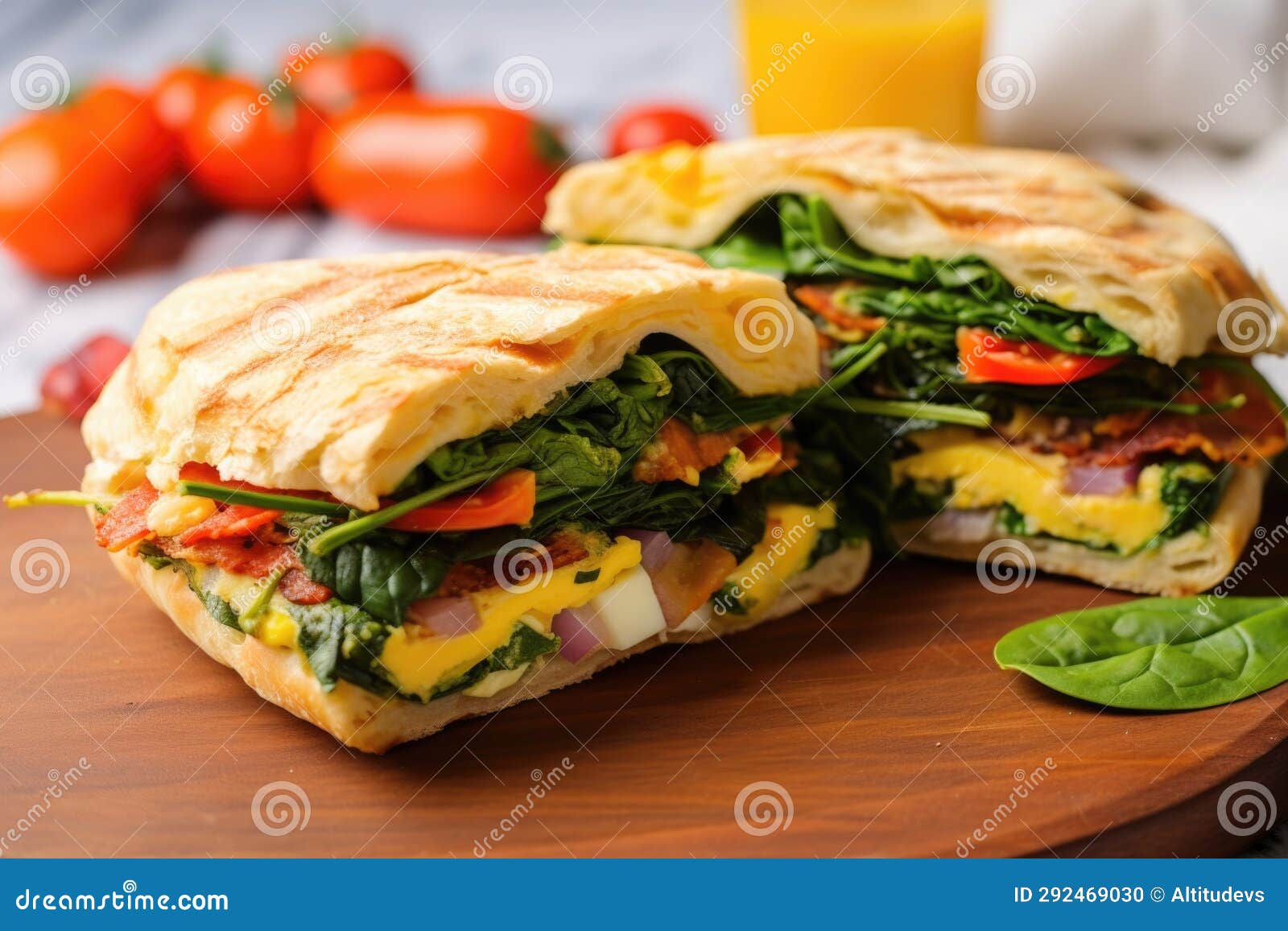 Overhead Shot of a Breakfast Sandwich with Vegetables Stock Photo ...