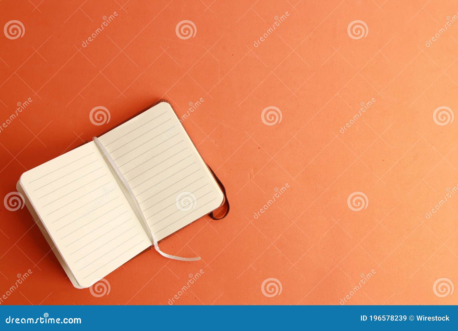 Overhead Shot of a Brown Leather Open Notebook Stock Image - Image of ...