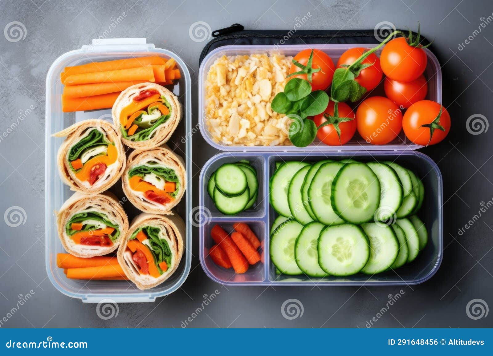 Overhead Shot of a Childs Packed Lunch Stock Photo - Image of prep ...