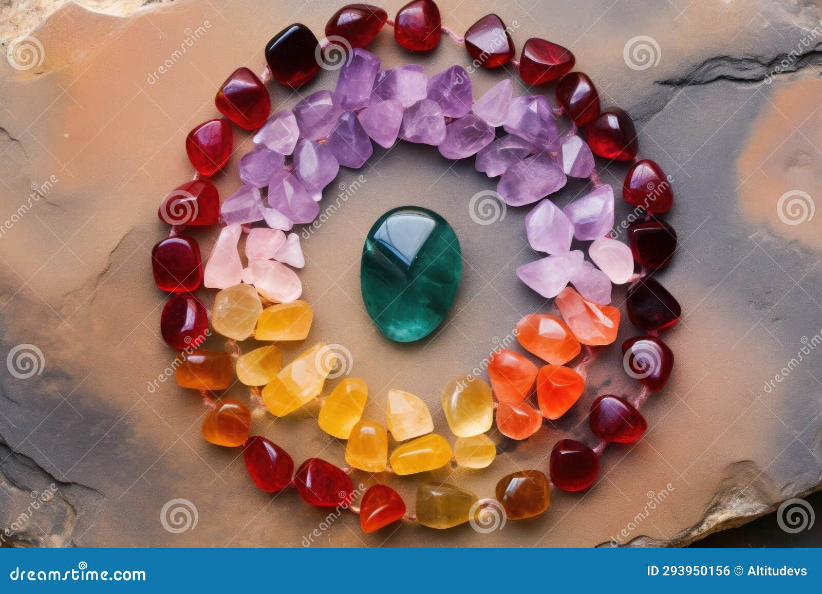 A Overhead Shot of Circle Made from Colored Crystals Representing ...