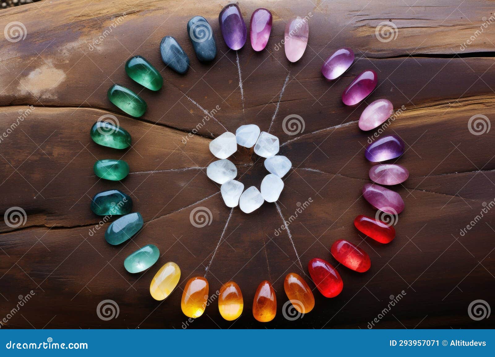 A Overhead Shot of Circle Made from Colored Crystals Representing ...