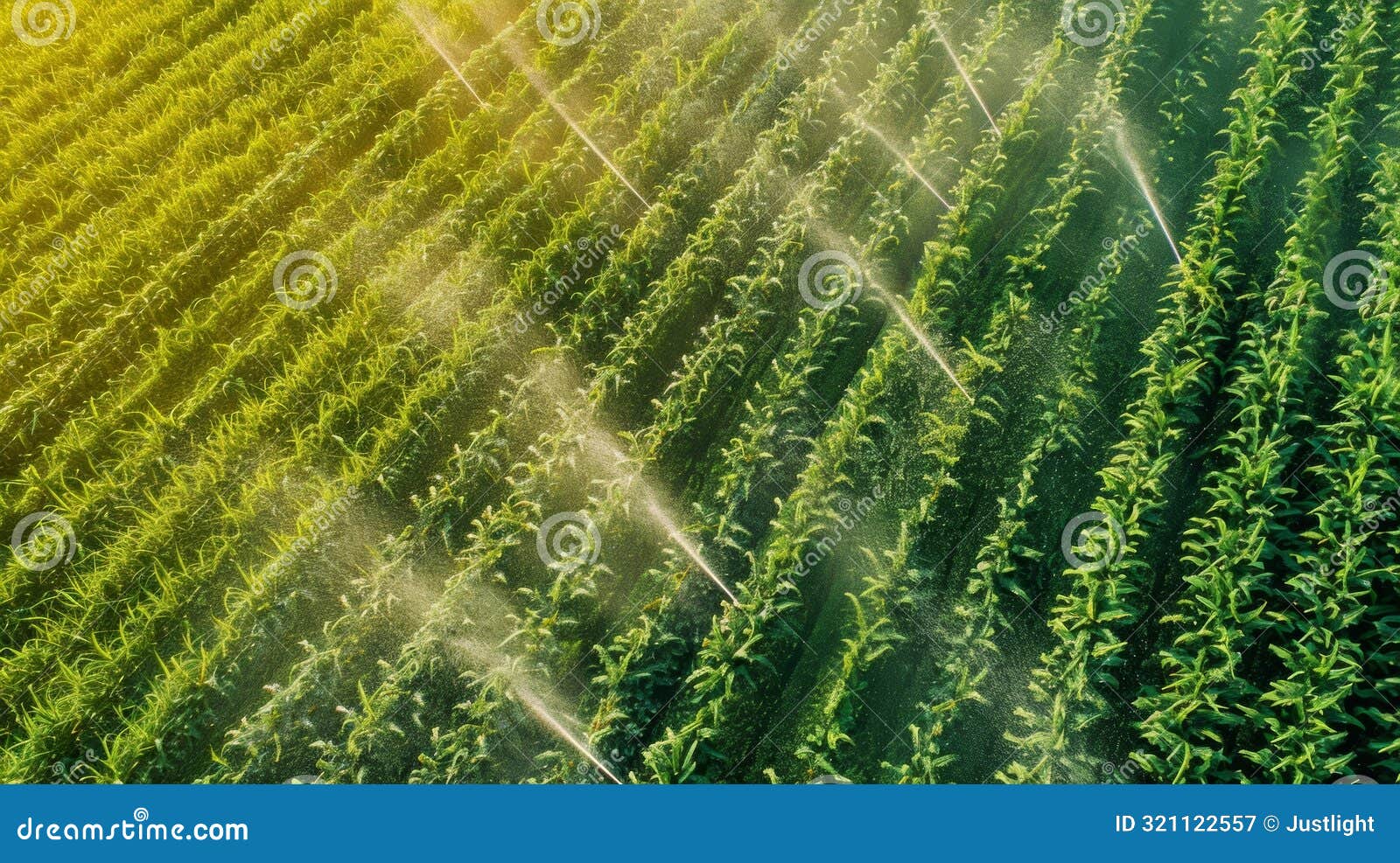 An Overhead Shot of a Corn Field with an AIpowered Irrigation System As ...