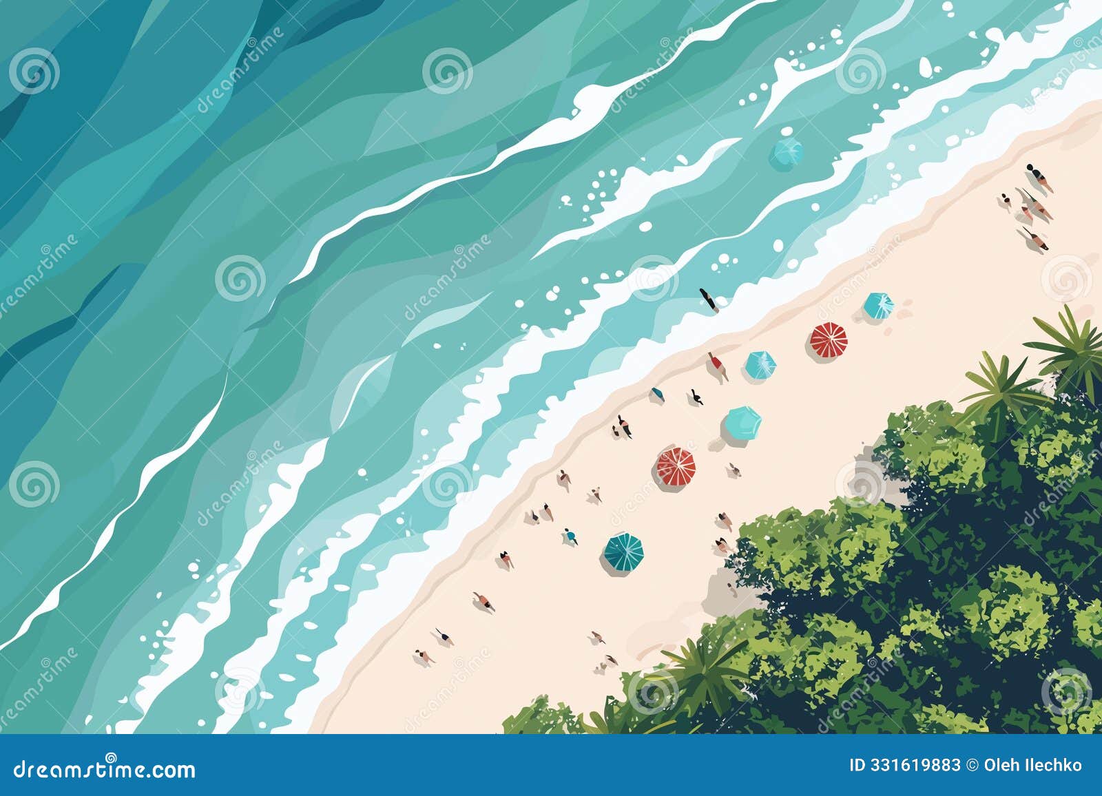 Overhead Shot of a Crowded Beach Isolated Vector Style Stock Vector ...