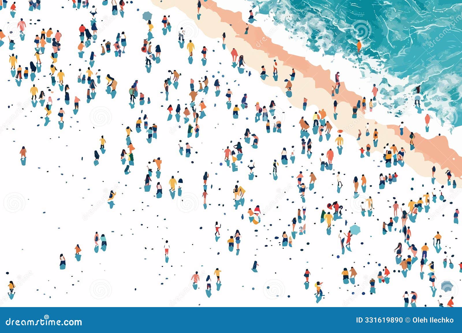 Overhead Shot of a Crowded Beach Isolated Vector Style Stock Vector ...