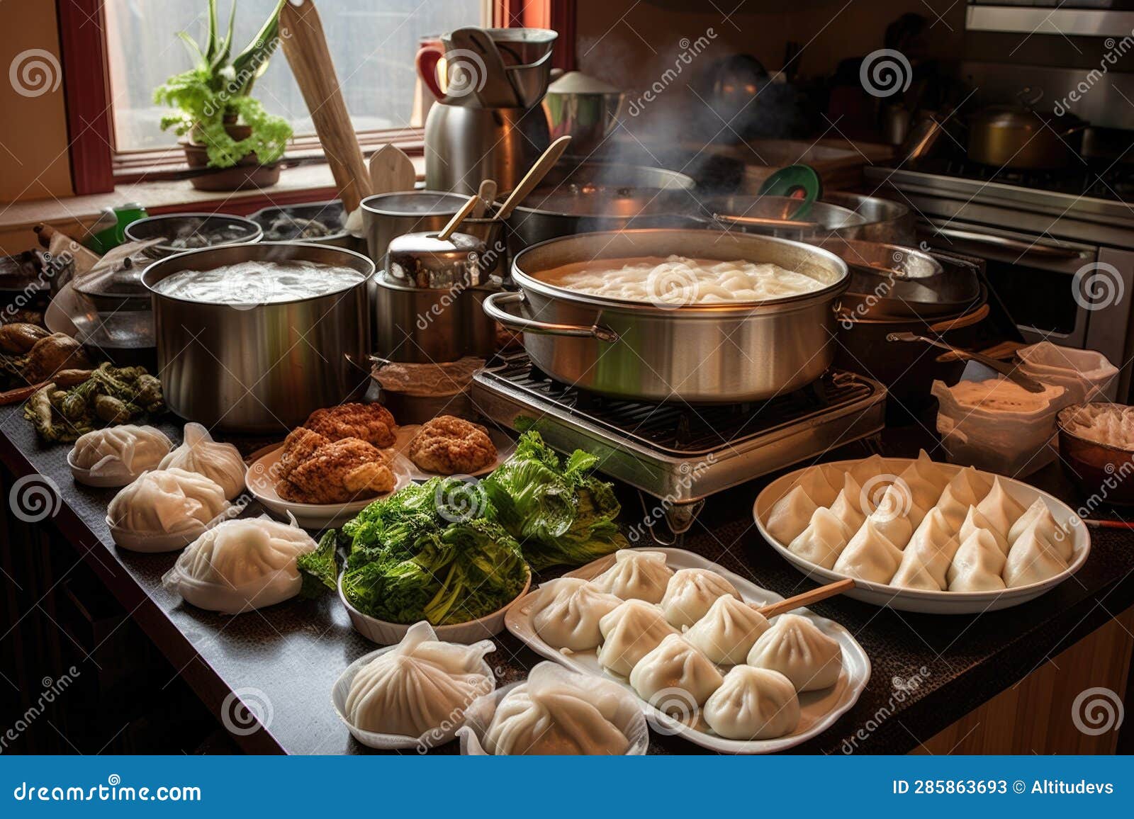 Overhead Shot of Dumpling Making Setup Stock Image - Image of dumplings ...