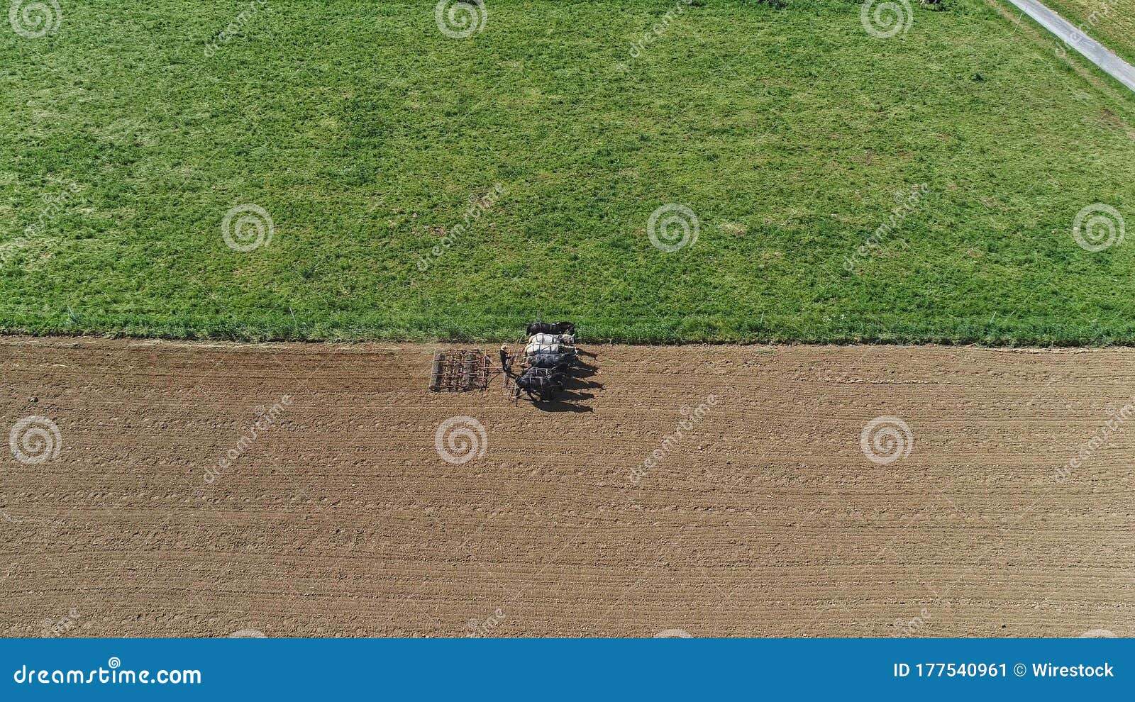 Overhead Shot of a Farmer Making the Field Stock Image - Image of ...