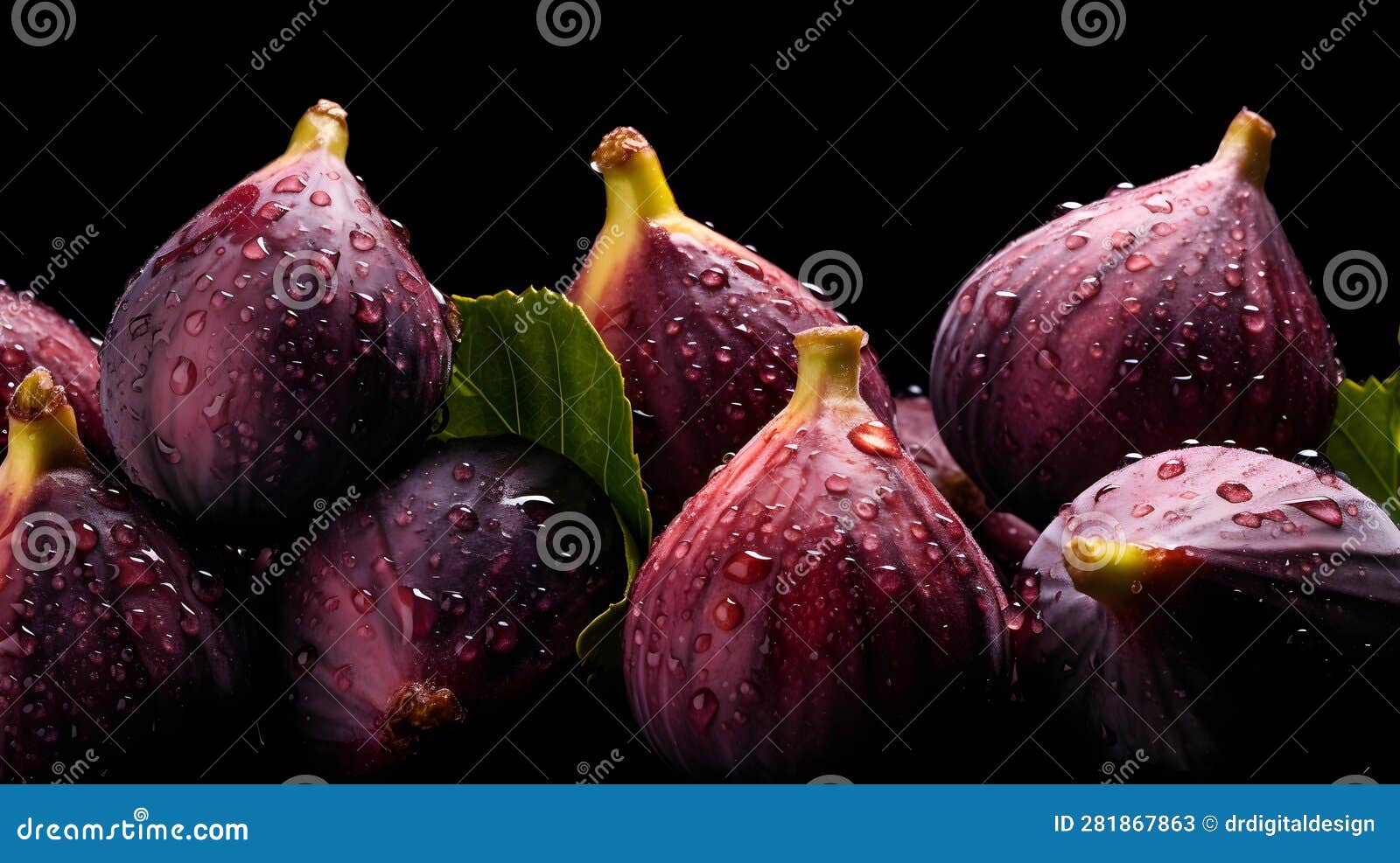 Overhead Shot of Figs with Visible Water Drops. Close Up. Stock ...