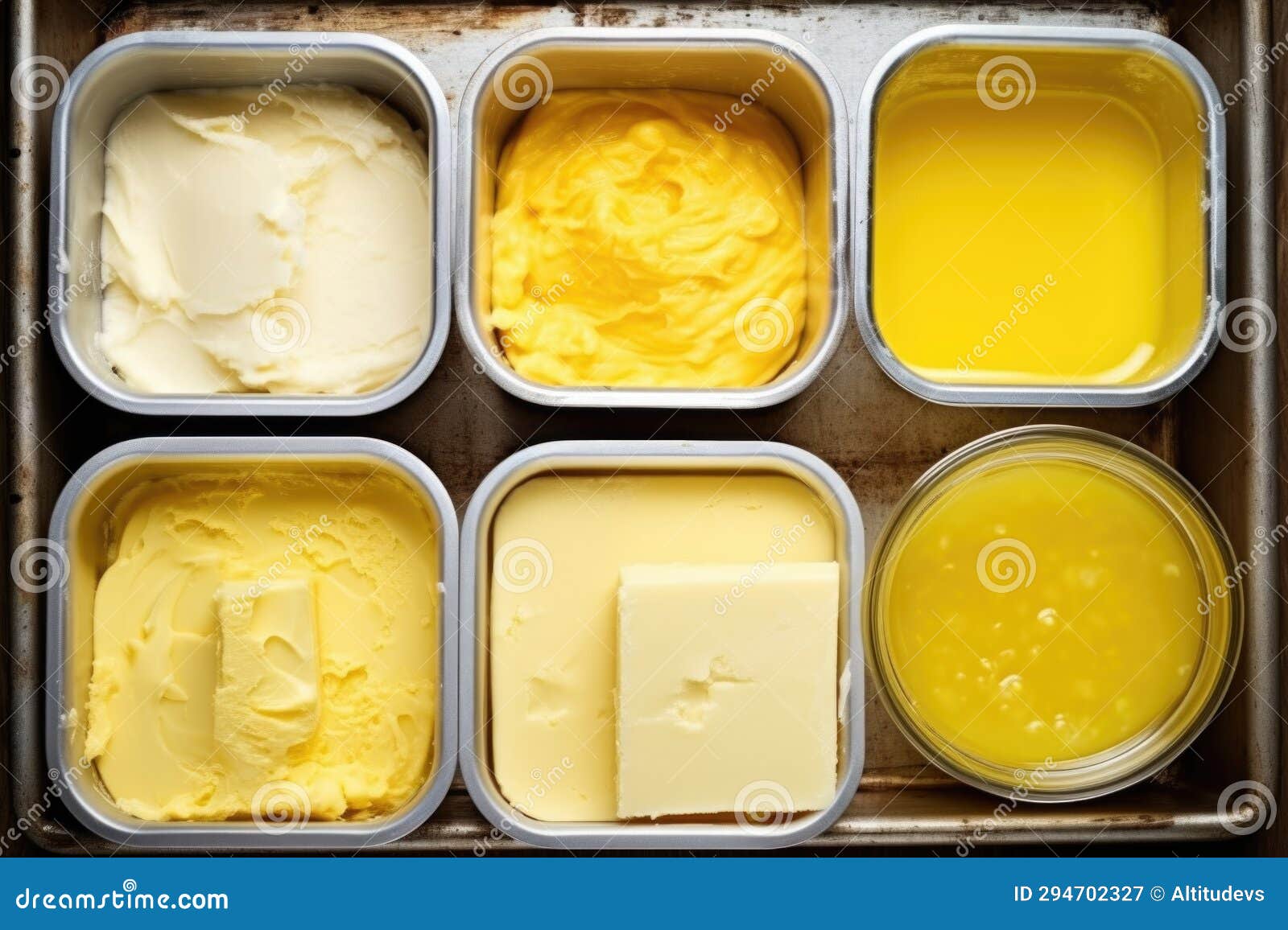 Overhead Shot of Freshly Churned Butter in Containers Stock Image ...