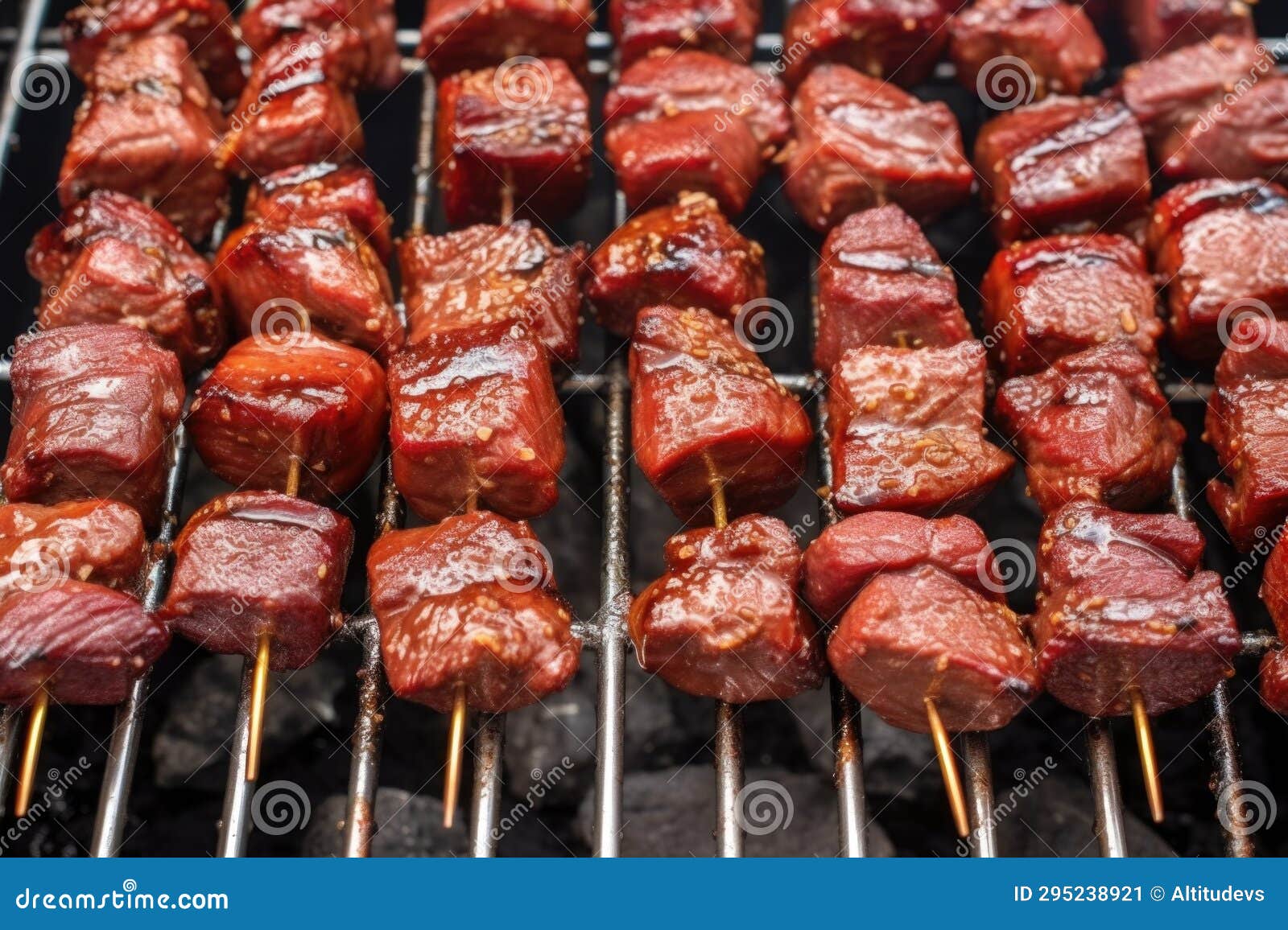 Overhead Shot of Garlic Bbq Steak Tips on a Grill Stock Image - Image ...