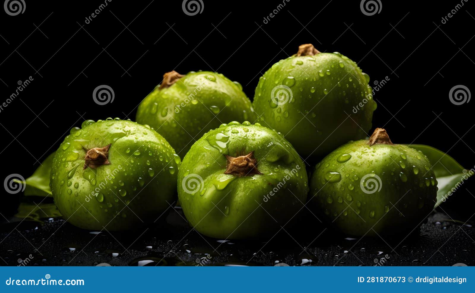 Overhead Shot of Guavas with Visible Water Drops. Close Up. Stock ...
