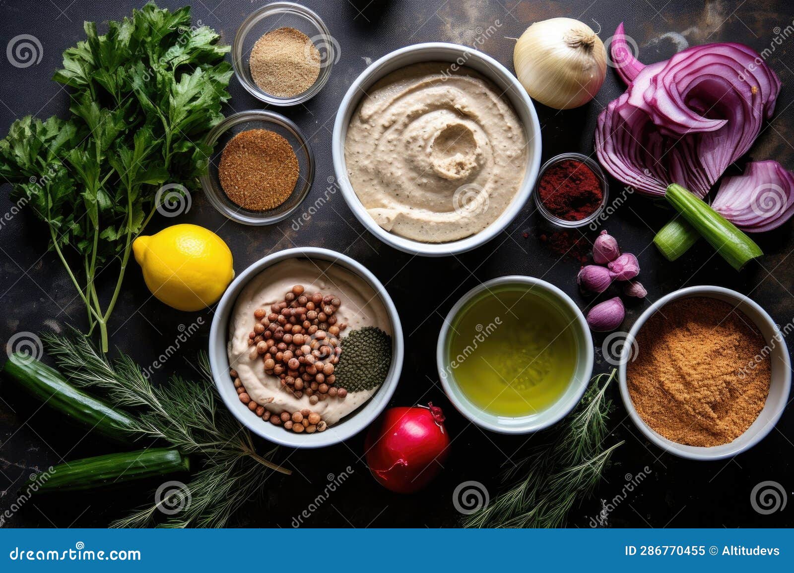 Overhead Shot of Ingredients for Homemade Hummus Stock Image - Image of ...