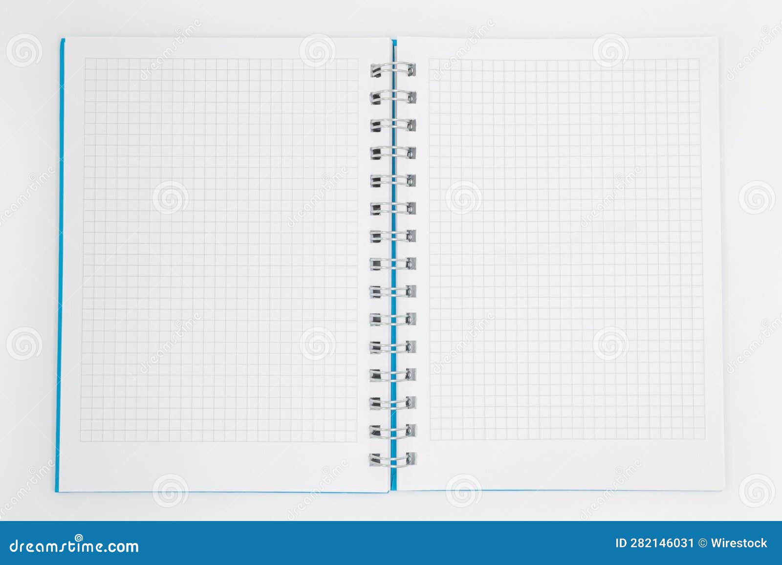 Overhead Shot of an Open, Blue Spiral-bound Notebook, with Copy Space ...