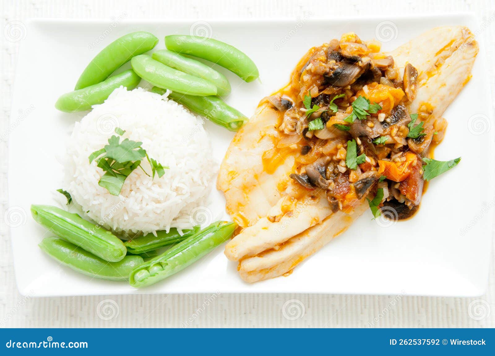 Overhead Shot of a Plate of Deliciously Cooked Meat with Rice Stock ...