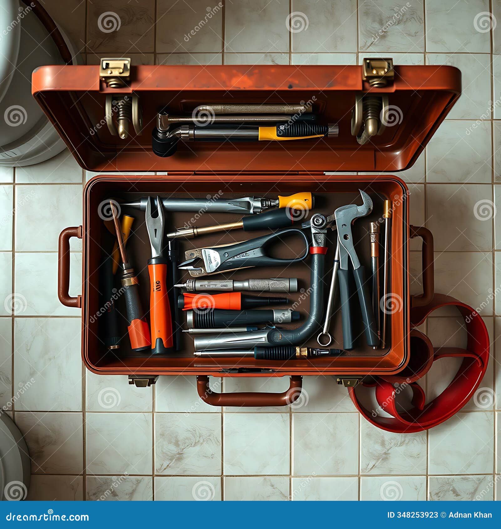 Toolbox Open On Modern Workbench With Neatly Organized Tools Royalty ...