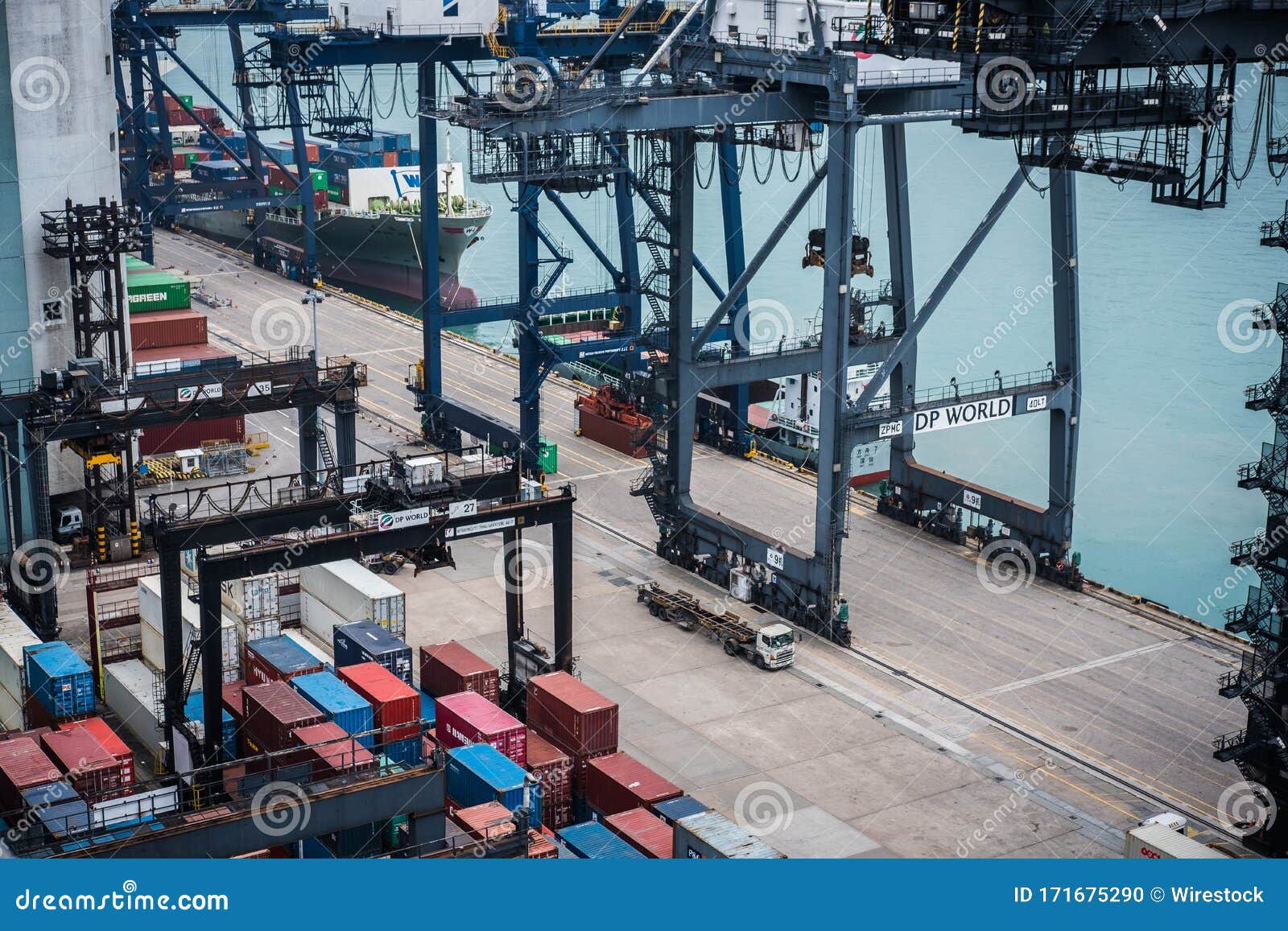 Overhead Shot of a Port Cargo Editorial Image - Image of crane, heavy ...