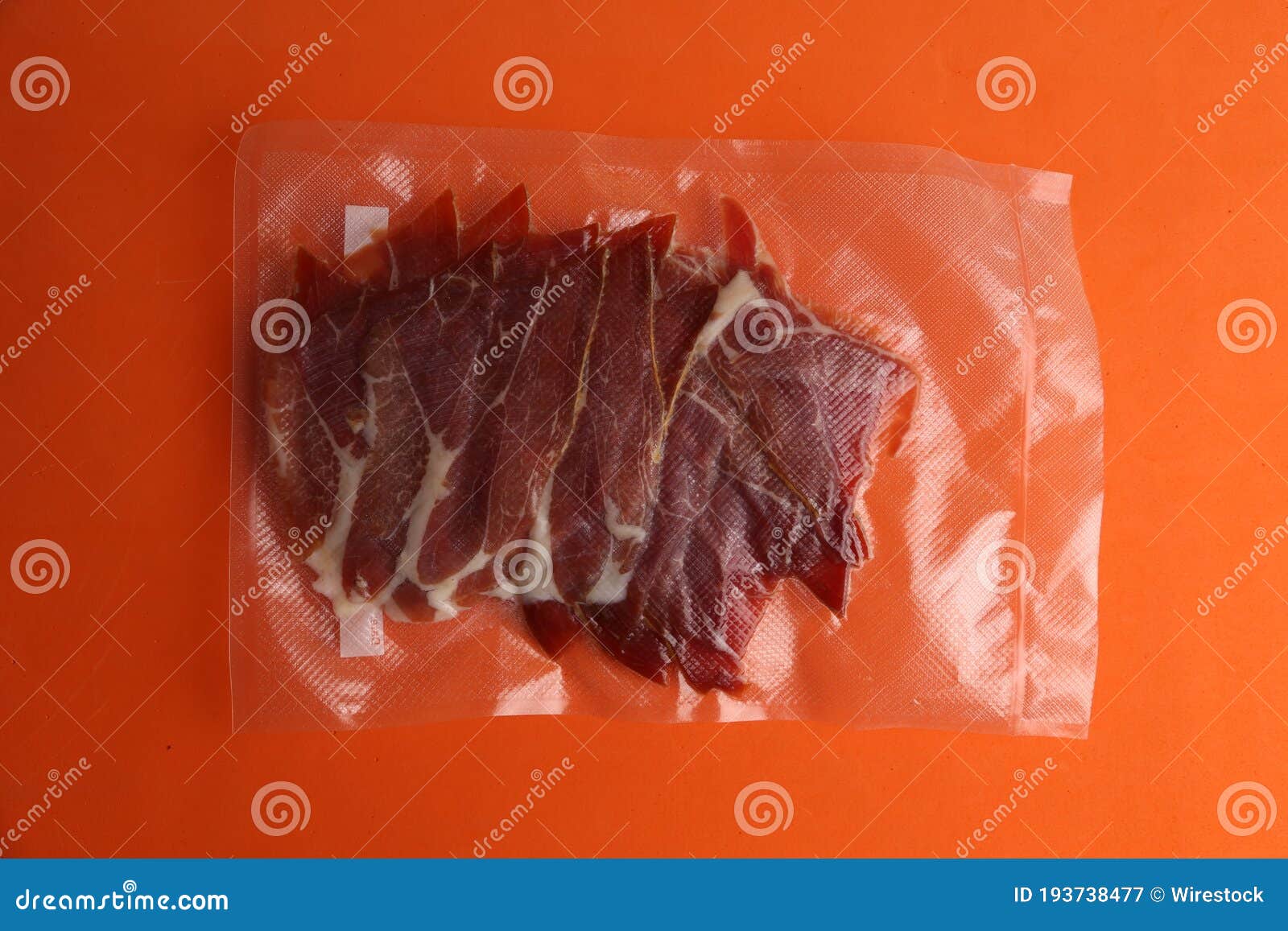 Overhead Shot of Raw Beef Meat in a Plastic Bag on a Monochrome ...
