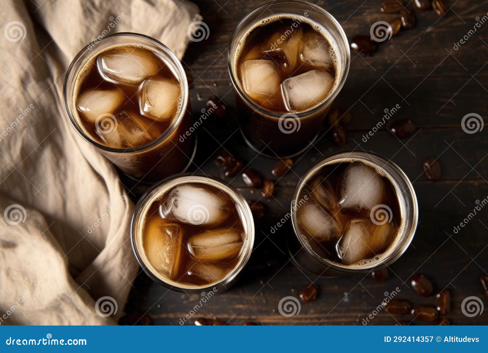 An Overhead Shot Of Root Beer In Multiple Glasses Stock Image ...