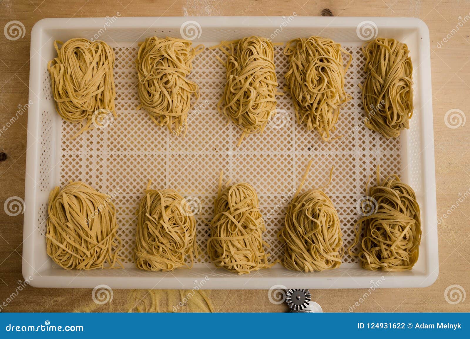 Overhead Shot of Rows of Freshly Made Pasta. Stock Photo - Image of ...