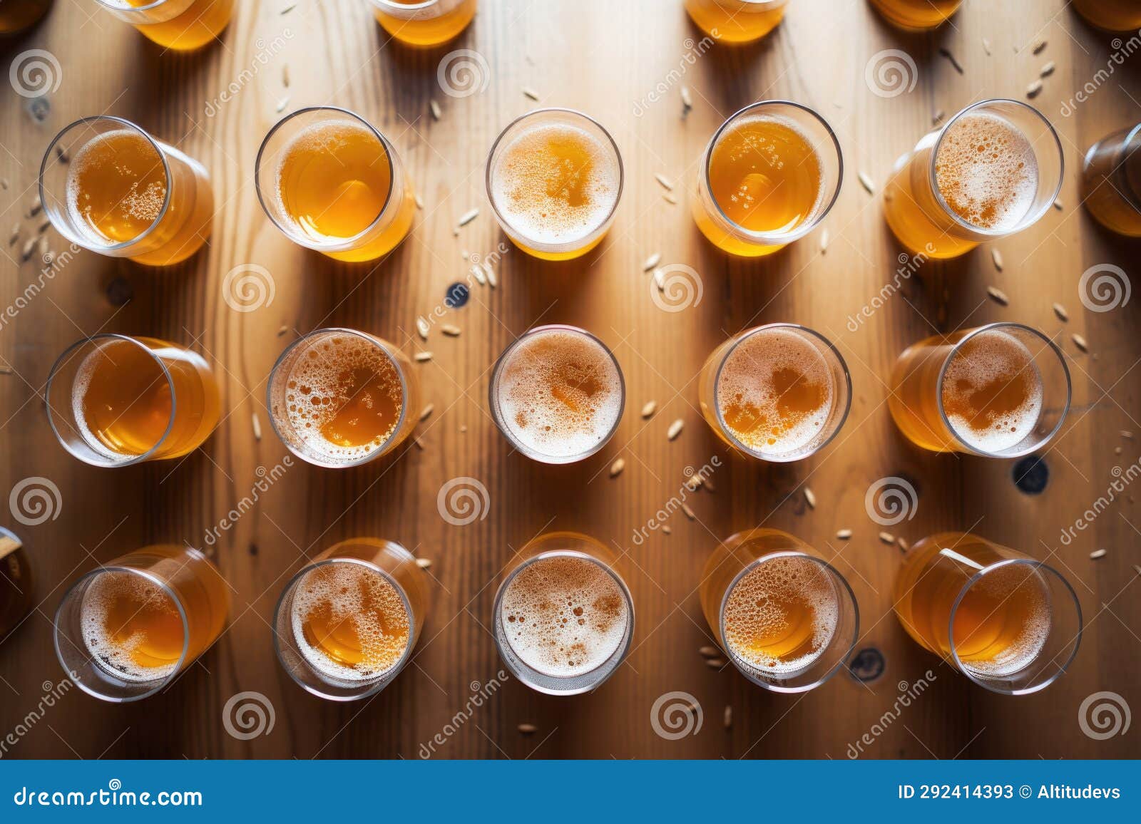 Overhead Shot of Saison Beer Samples on Small Glasses Stock Image ...