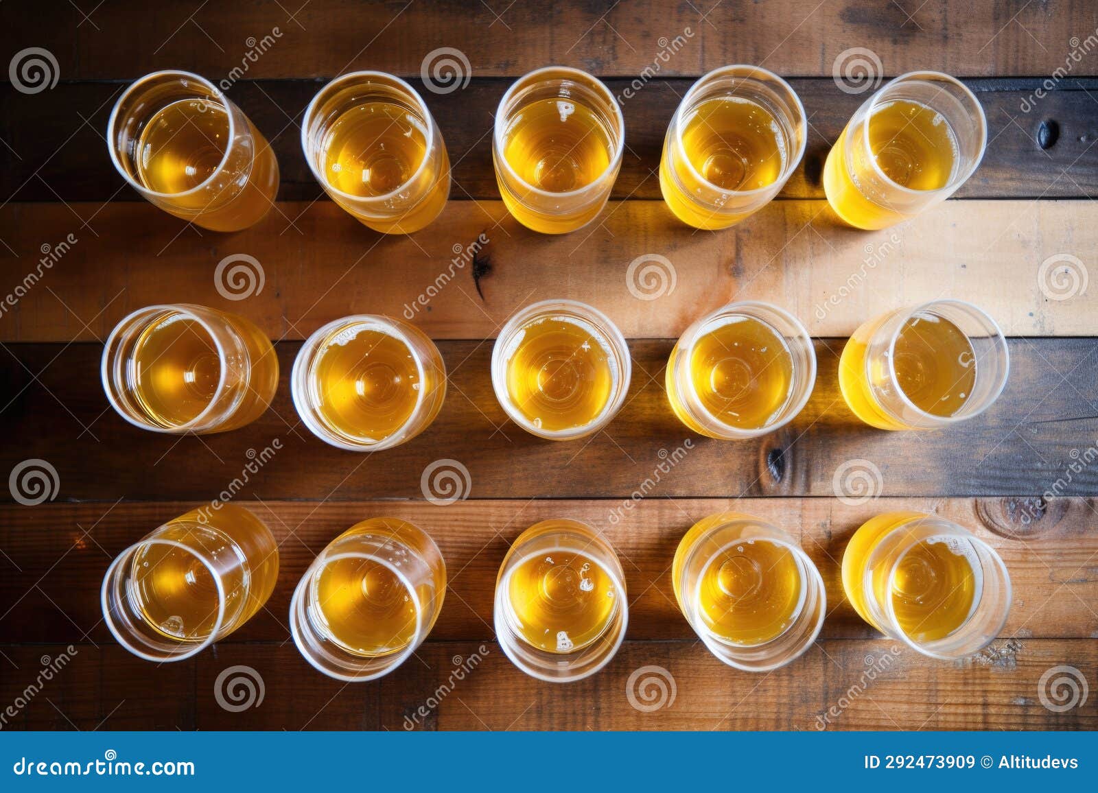 Overhead Shot of Saison Beer Samples on Small Glasses Stock Image ...