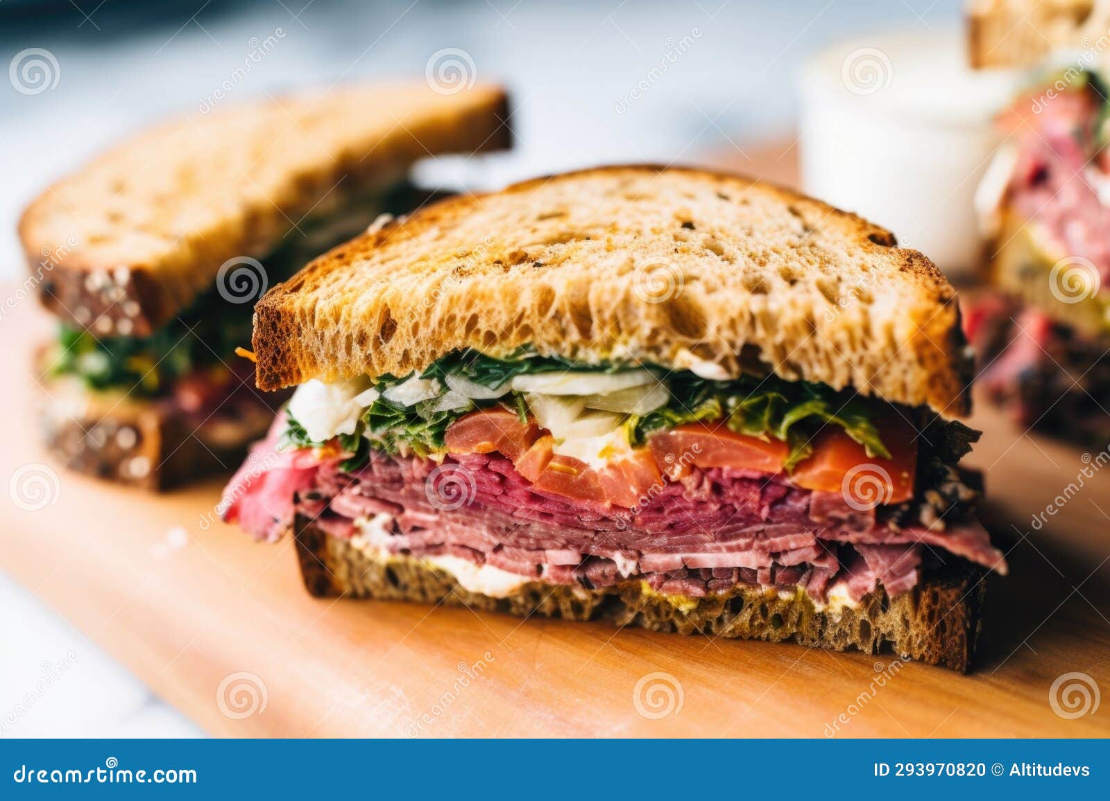 Overhead Shot of a Sandwich with Bite Taken Stock Photo - Image of food ...