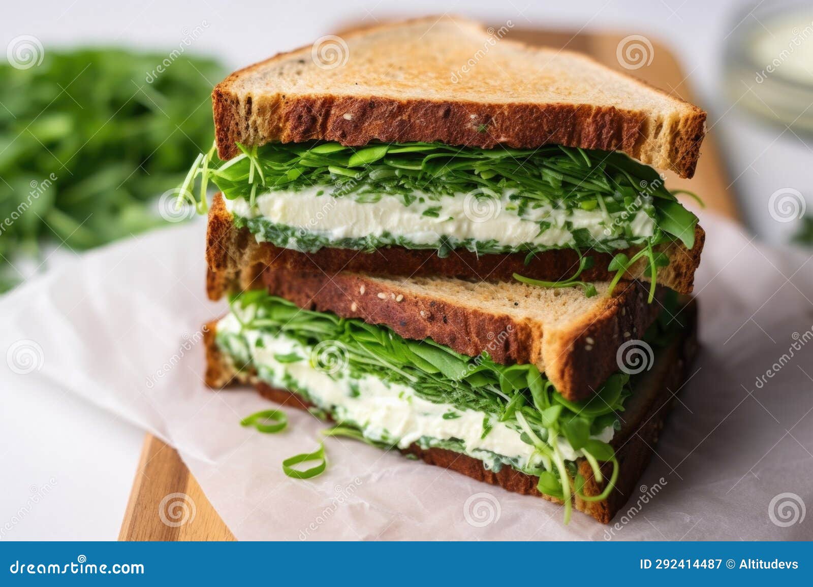 Overhead Shot of a Sandwich with Chive and Cream Cheese Stock Image ...