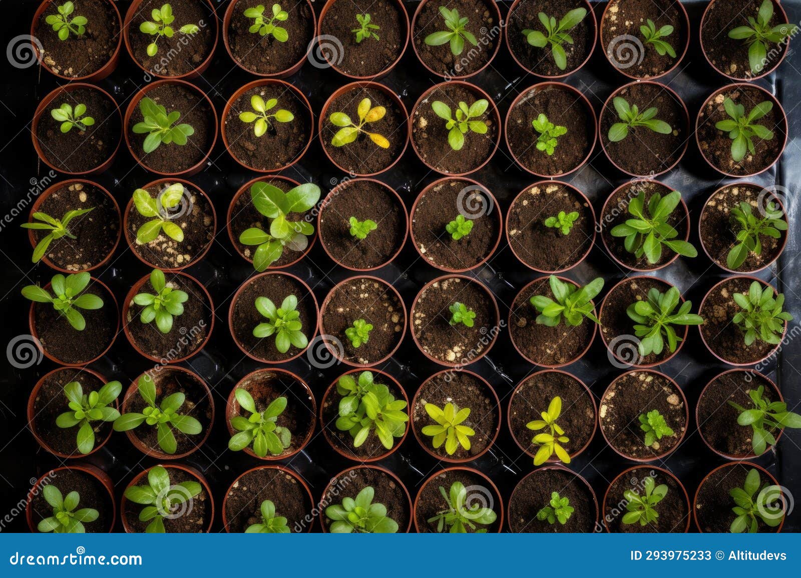 Overhead Shot of Seedlings in a Grid Pattern, Symbolizing Order and ...