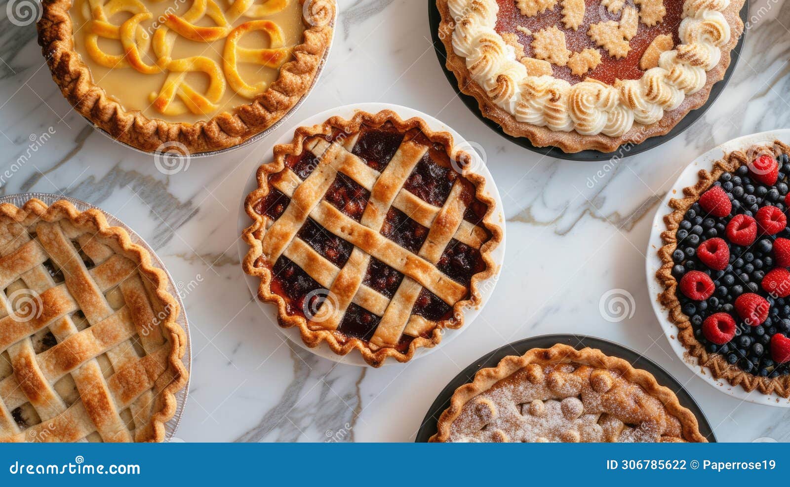 Overhead Shot of Several Different Pies Stock Illustration ...