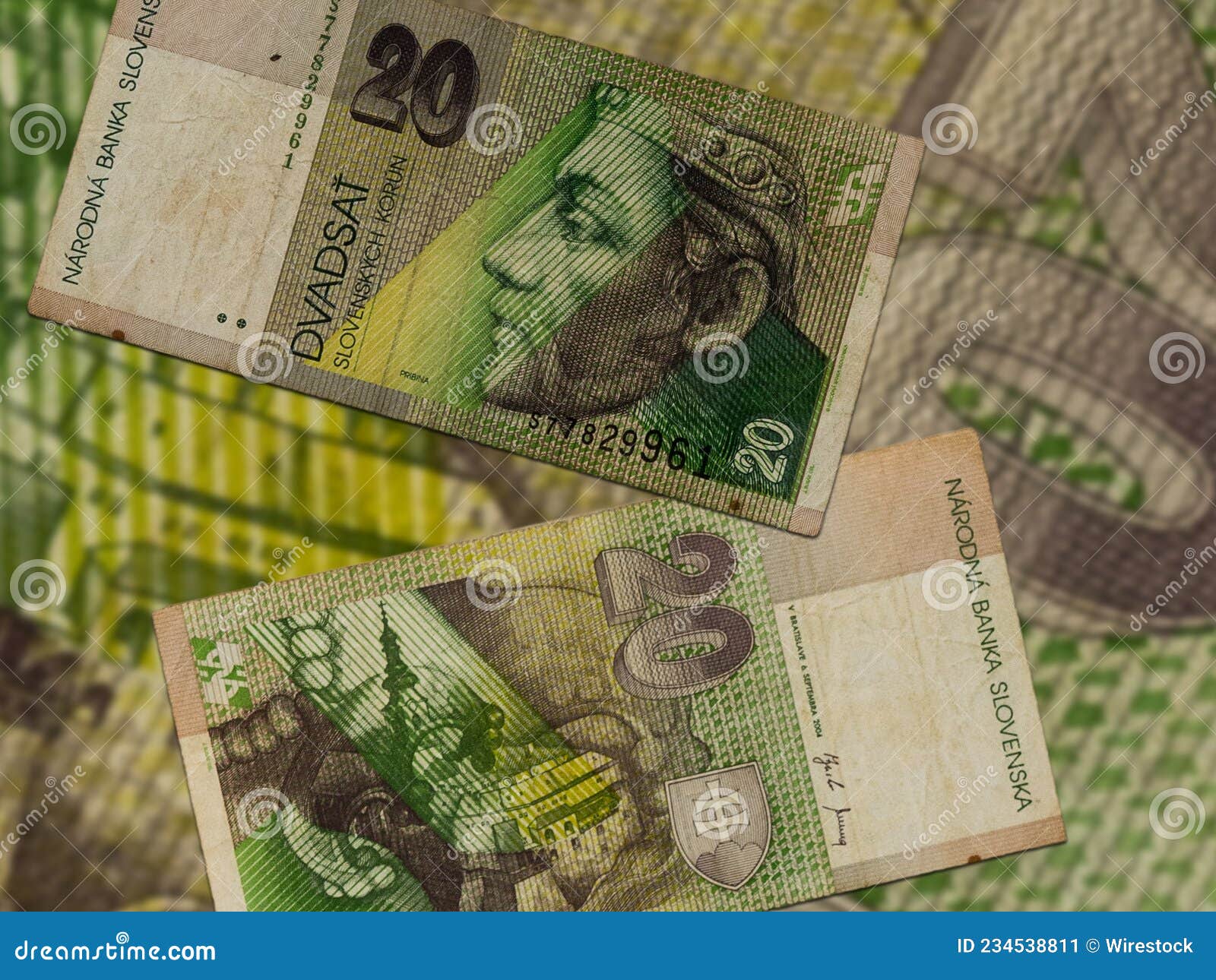 Overhead Shot of Slovak Koruna Banknotes Stock Image - Image of studio ...