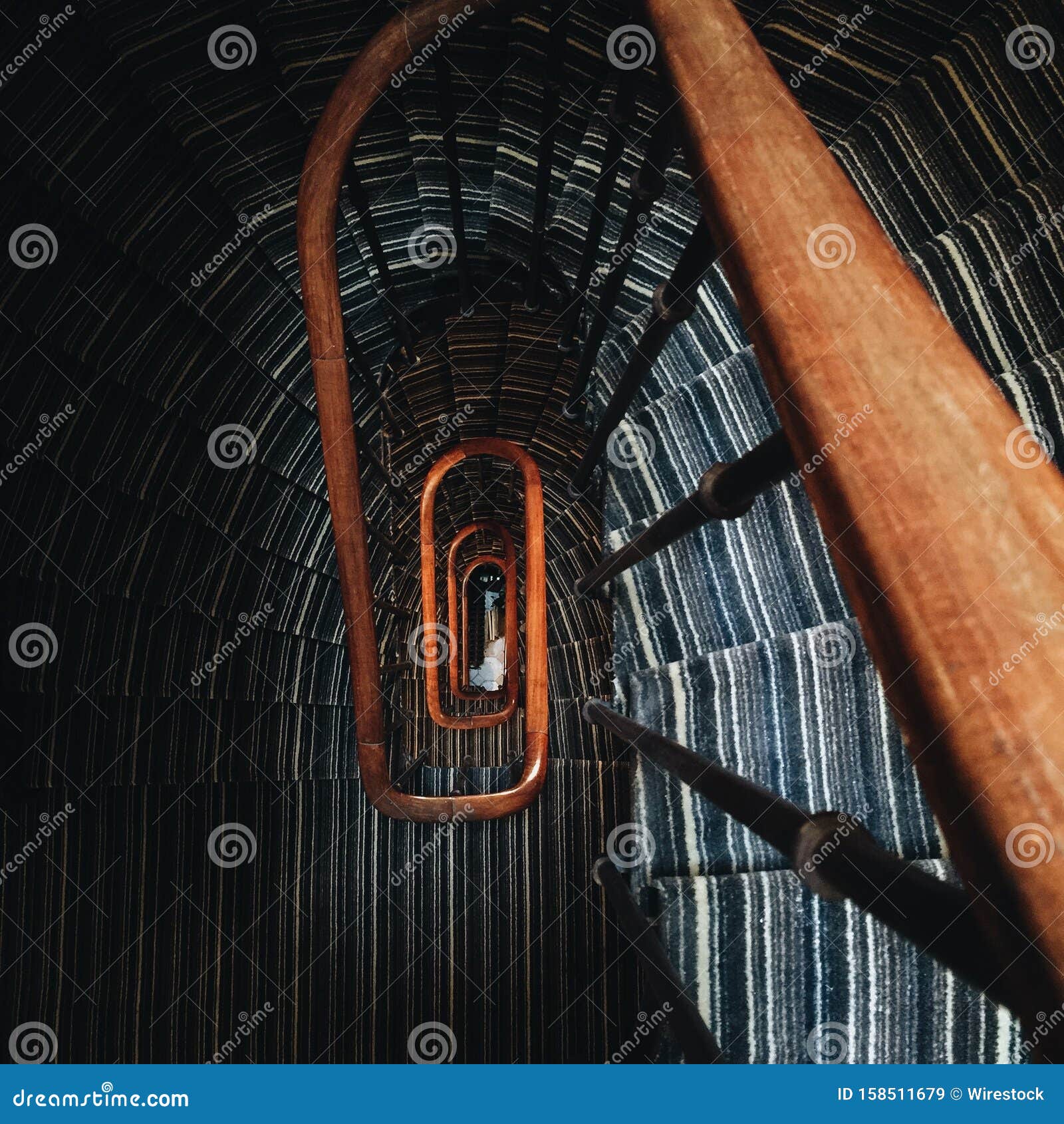 Overhead Shot of the Spiral Staircase Stock Image - Image of house ...