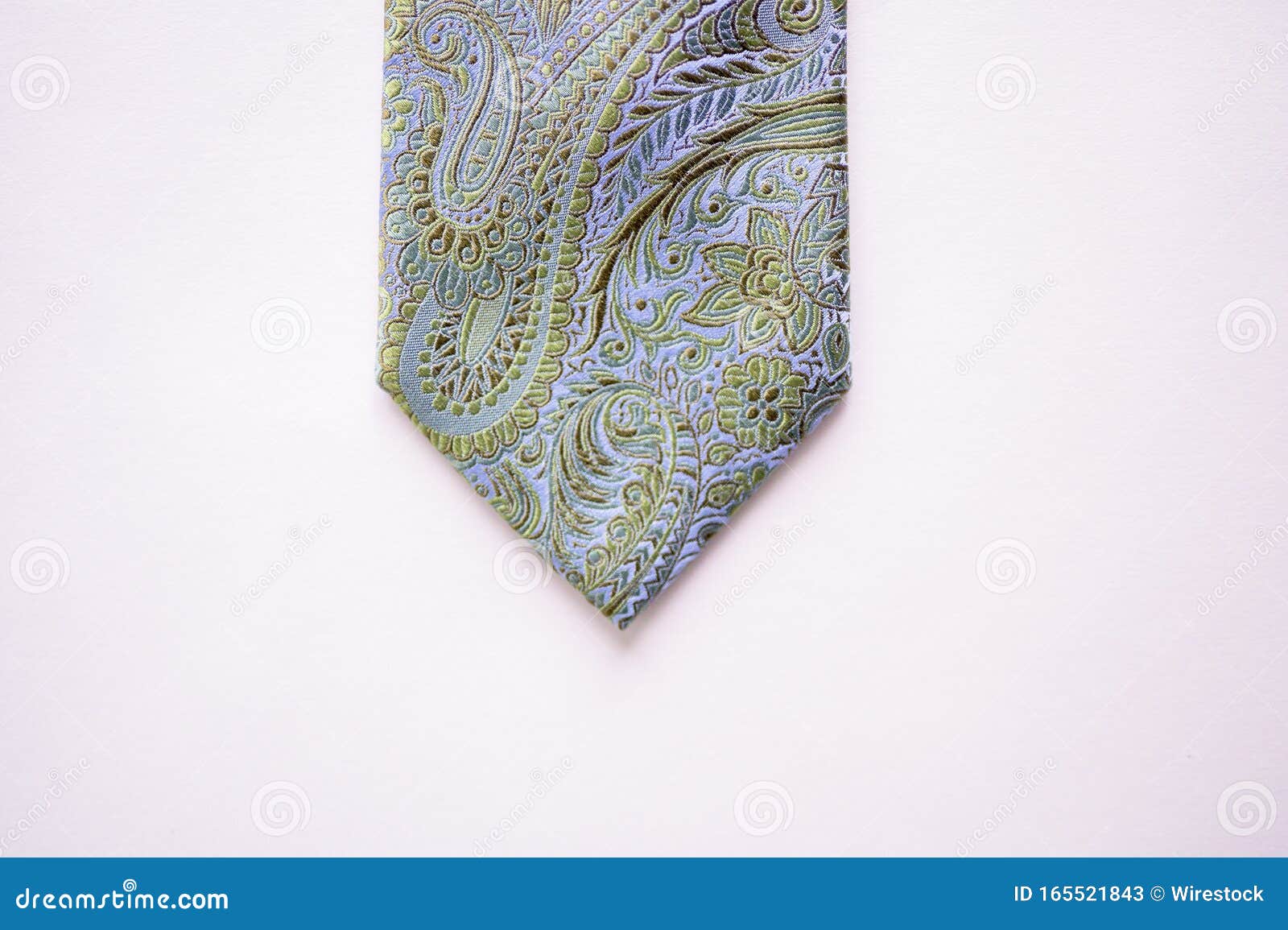 Overhead Shot of a Tie with Patterns on a White Surface Stock Image ...