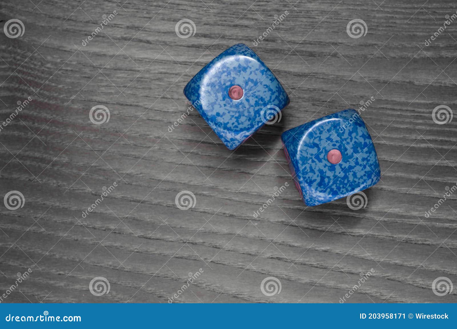 Overhead Shot of Two Dice on a Wooden Surface Stock Image - Image of ...