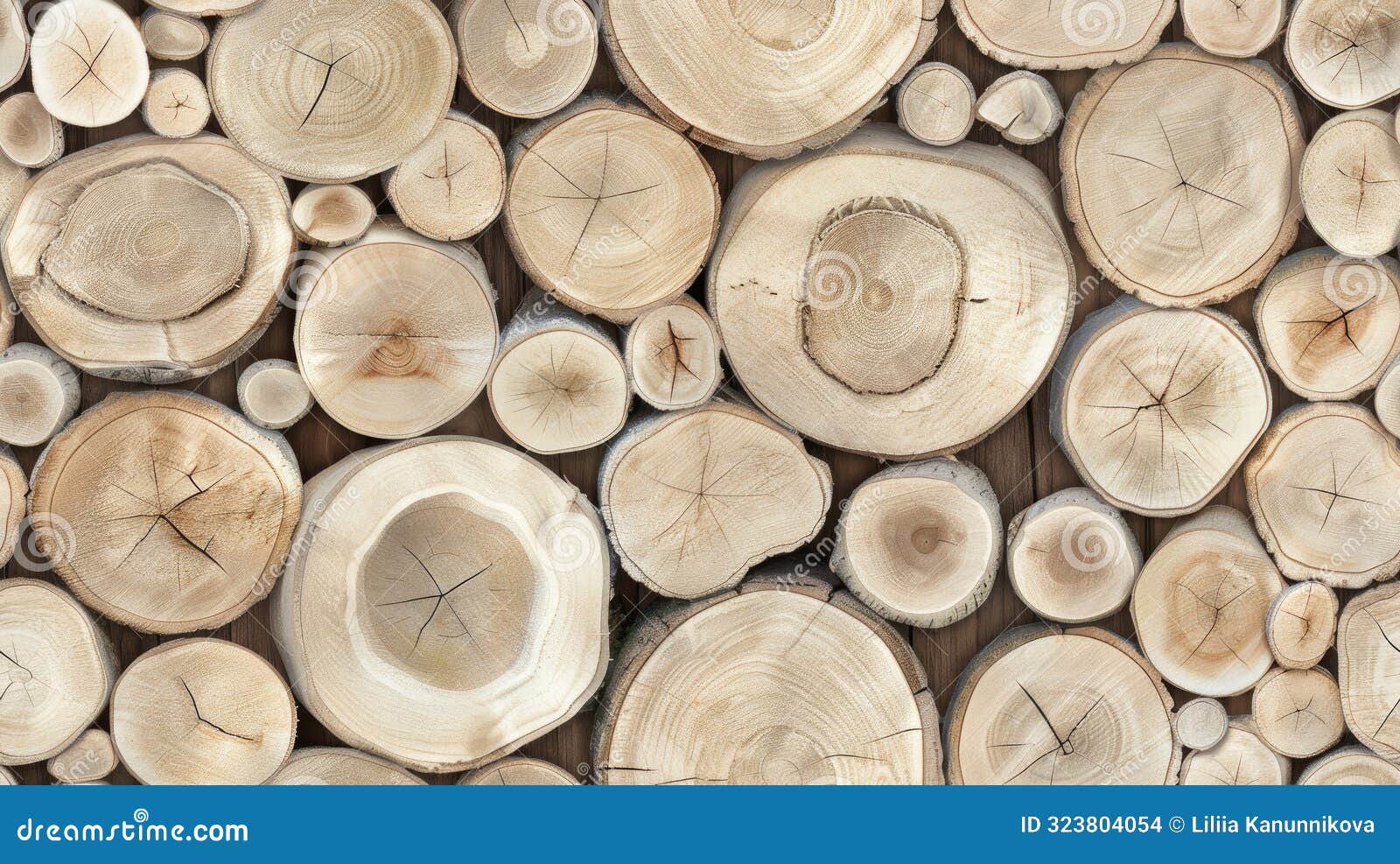 An Overhead Shot of a Wall Made of Stacked Tree Trunk Cross Sections ...